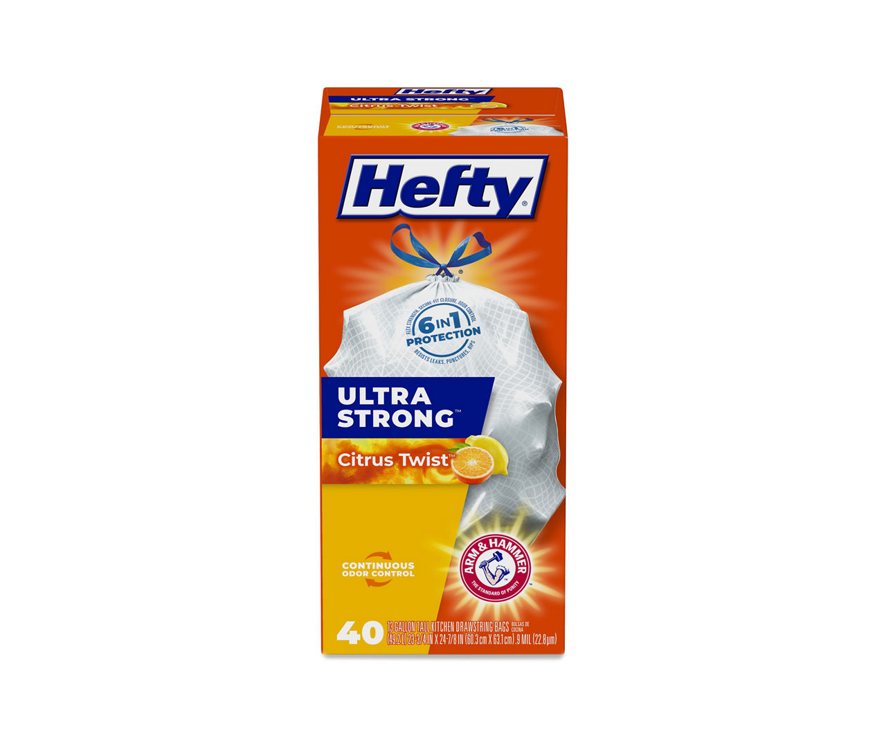 Hefty Hefty Ultra Strong 13 Gallon Drawstring Citrus Twist Tall Kitchen ...