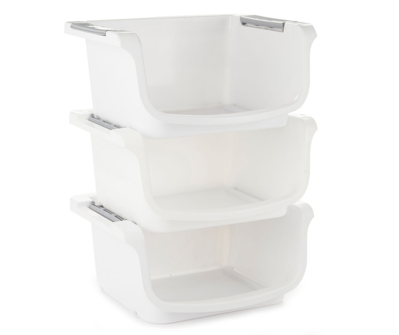Medium White Stacking Storage Bins, 3-Pack | Big Lots