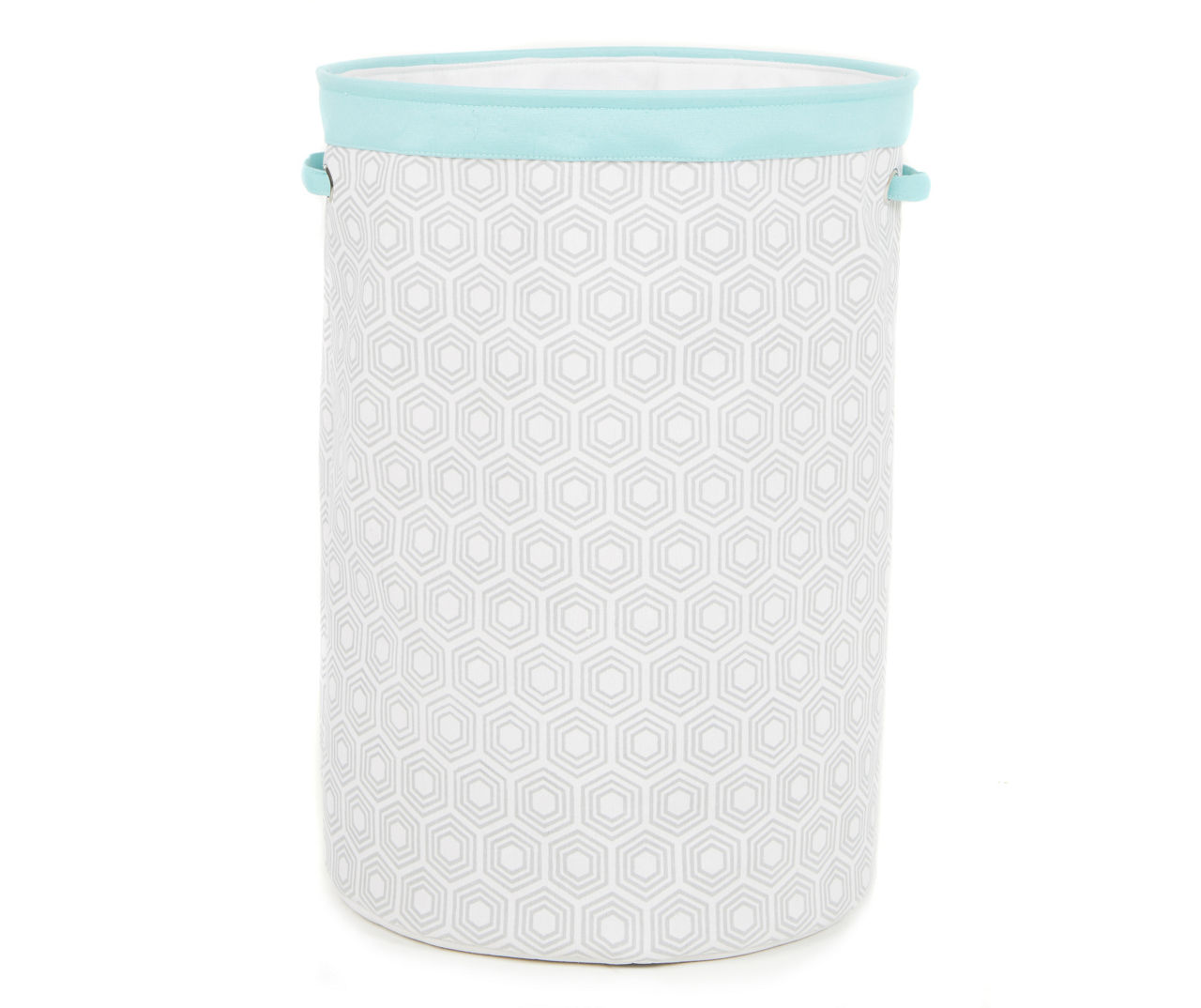 Canvas Blue and Gray Hexagon Standing Hamper with Pocket, (16.5'' X 22 ...