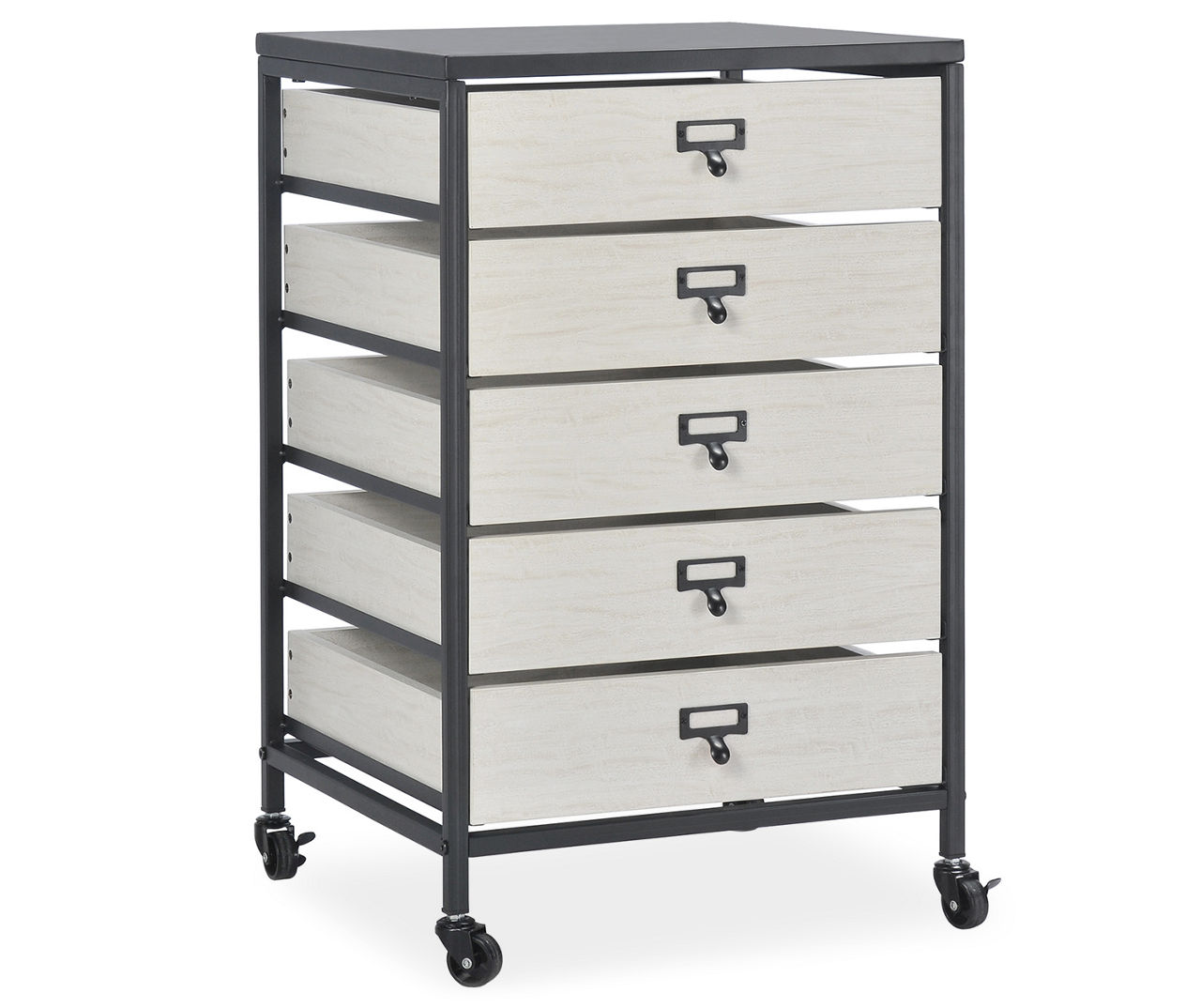 Stratford Farmhouse White 5-Drawer Rolling Cart | Big Lots
