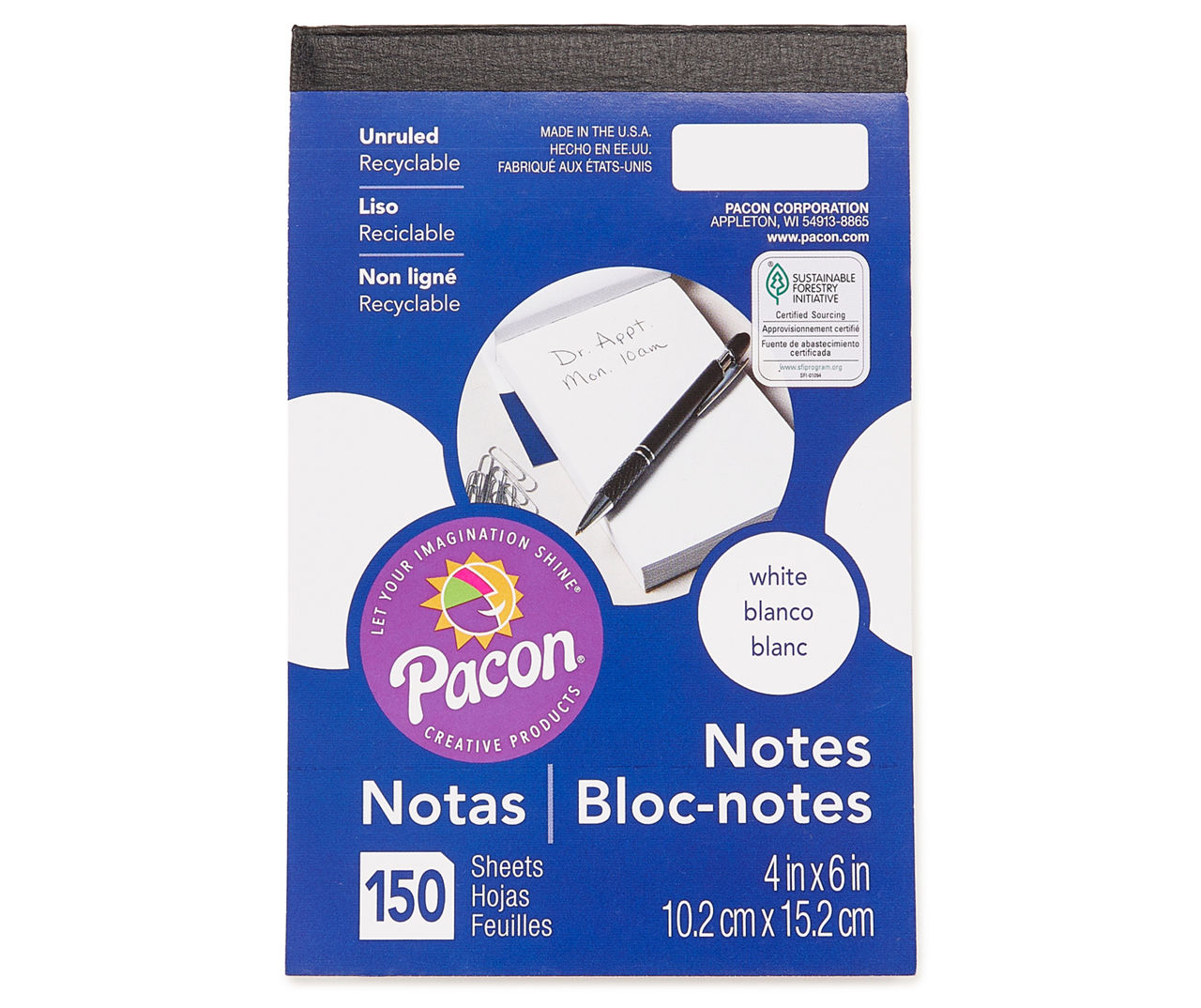 Pacon White 4" x 6" Note Pad, 150-Sheets | Big Lots