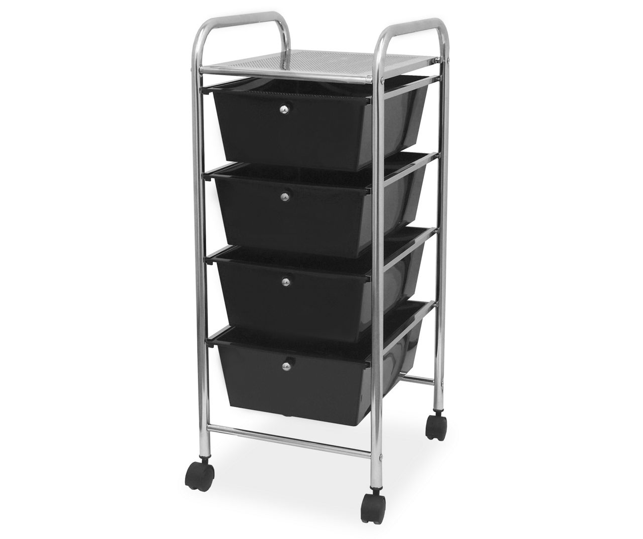 Just Home Black & Silver 4-Drawer Cart | Big Lots