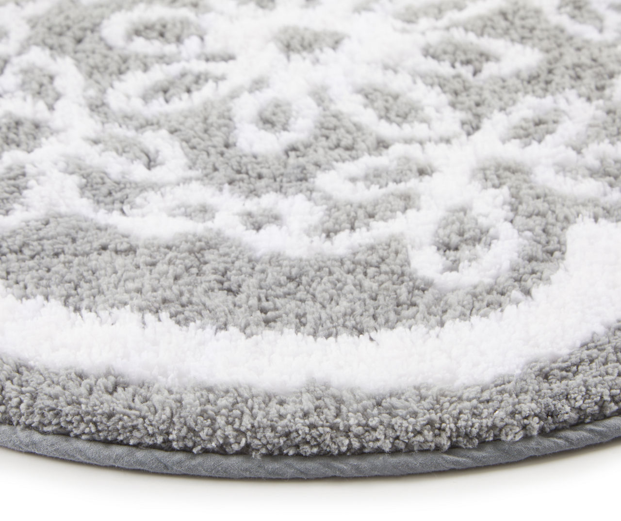 Gray & White Medallion Round Bath Rug | Big Lots