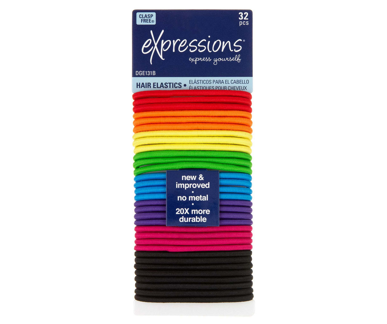 Expressions Bright Clasp Free Hair Elastics, 32-Piece | Big Lots