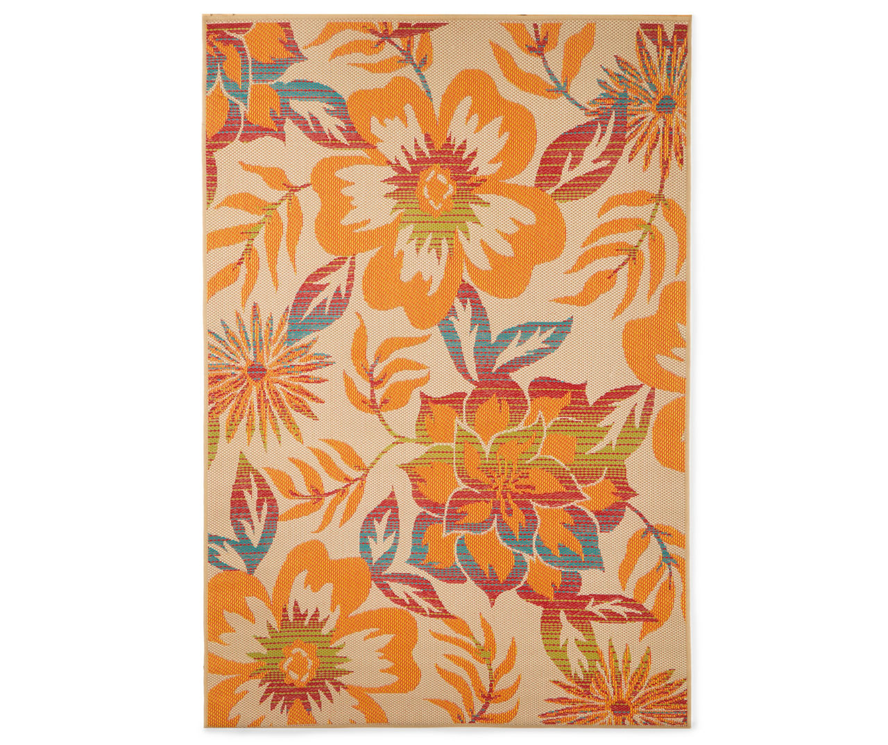 Wilson & Fisher Orange Floral Patio Rug | Big Lots