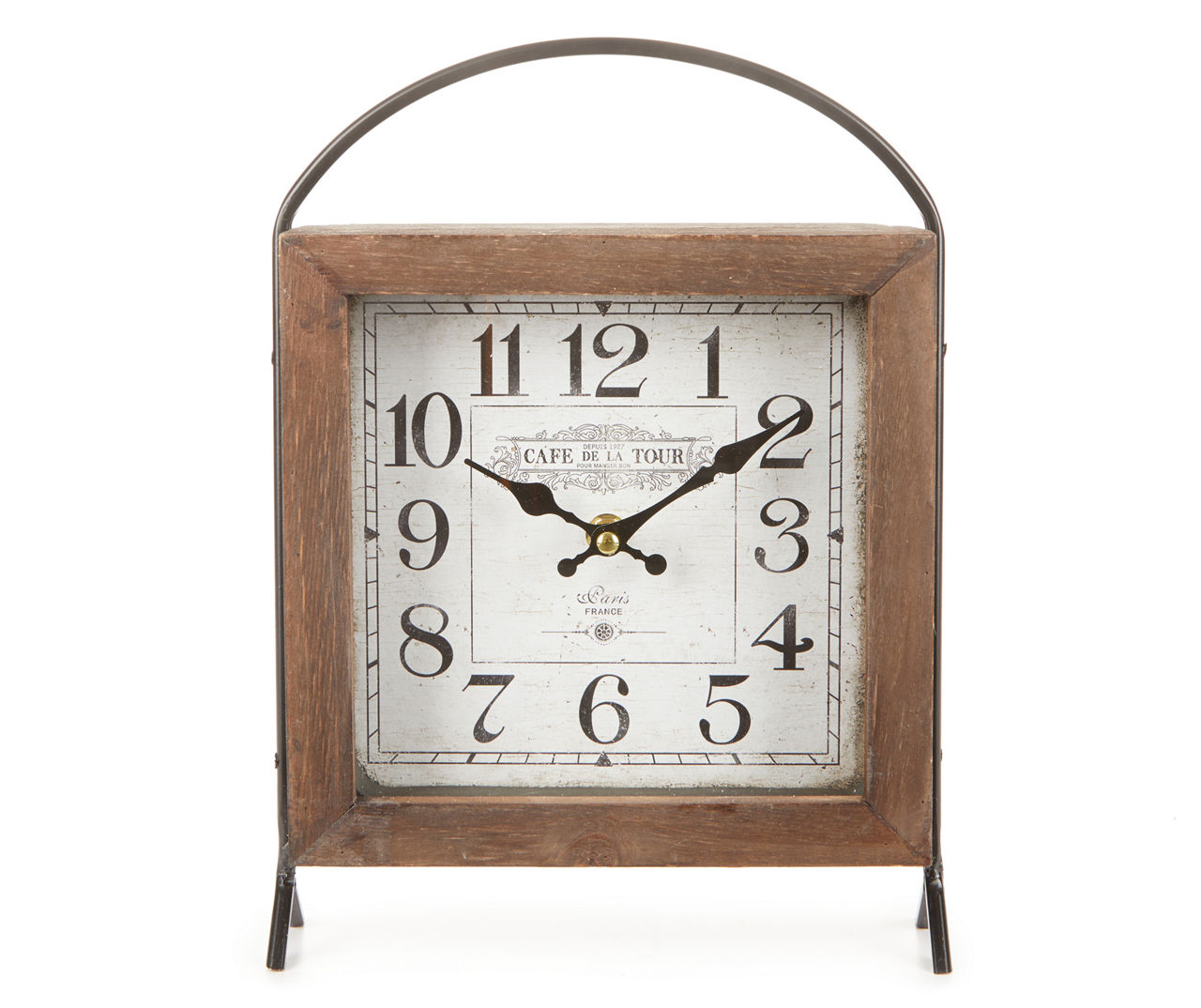 Vintage Wood & Metal Square Tabletop Clock | Big Lots