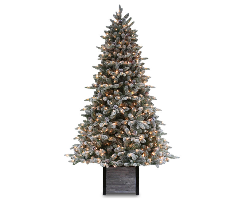 Winter Wonder Lane 7.5' Woodland Flocked Artificial Christmas Wood Box ...