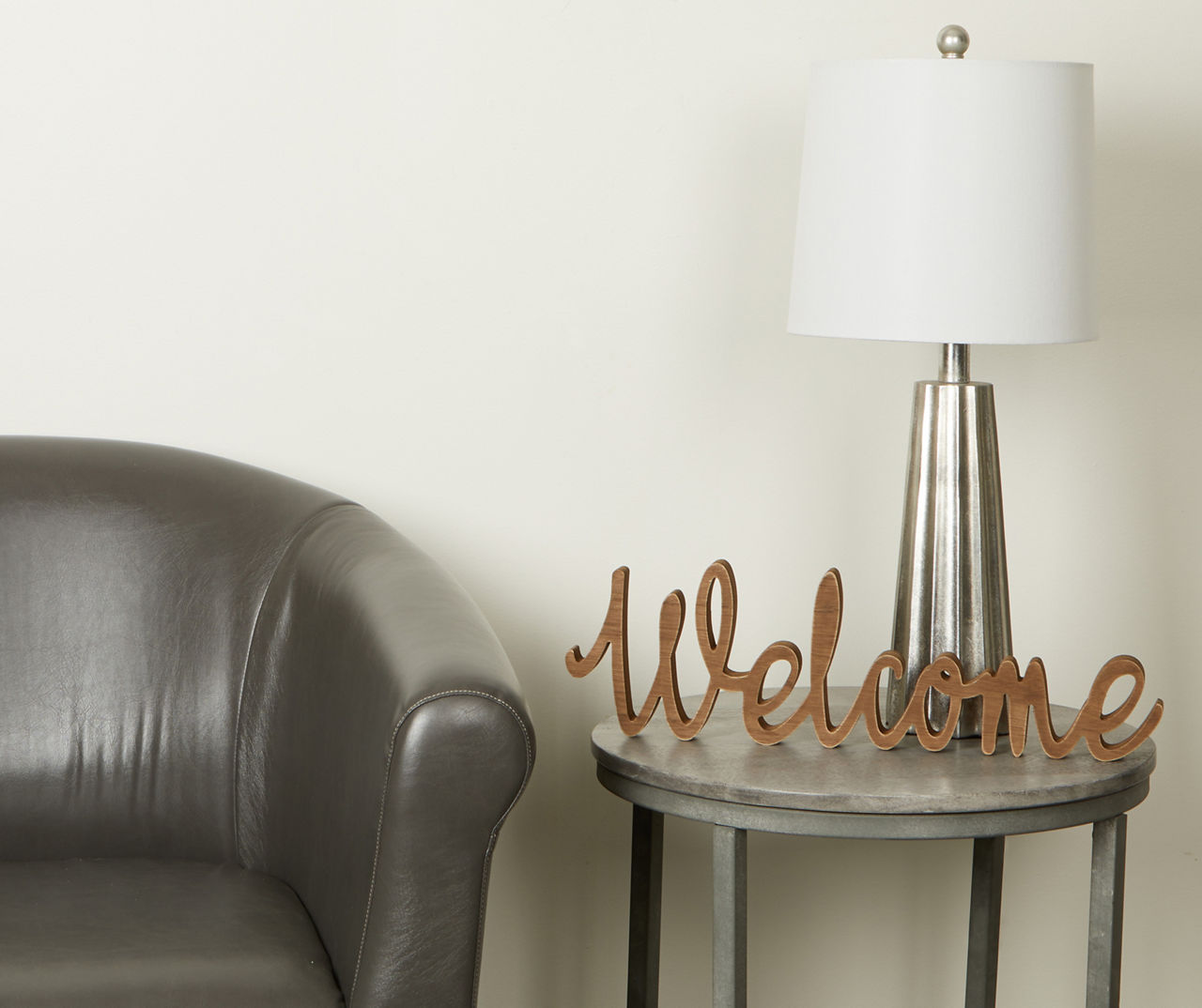 "Welcome" Brown Word Script Tabletop Plaque | Big Lots