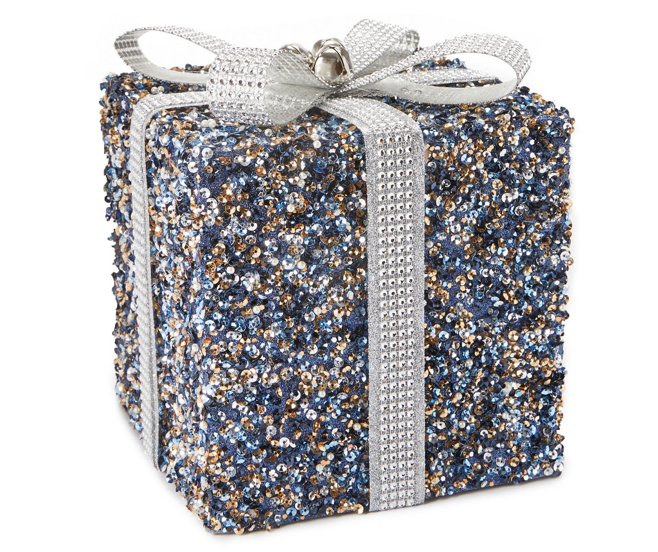 Winter Wonder Lane Large Blue, Silver & Gold Glitter Gift Box | Big Lots