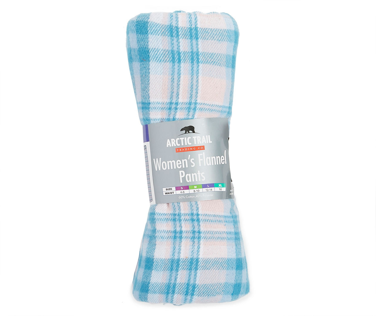 Arctic Trail Women's Blue & Pink Plaid Flannel Pajama Pants, Size L ...