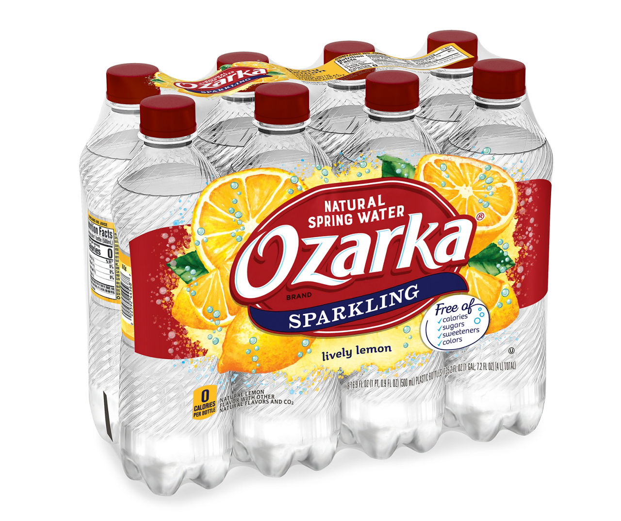 Ozarka Ozarka Sparkling Water, Lively Lemon, 16.9 oz. Bottles (8 Count ...