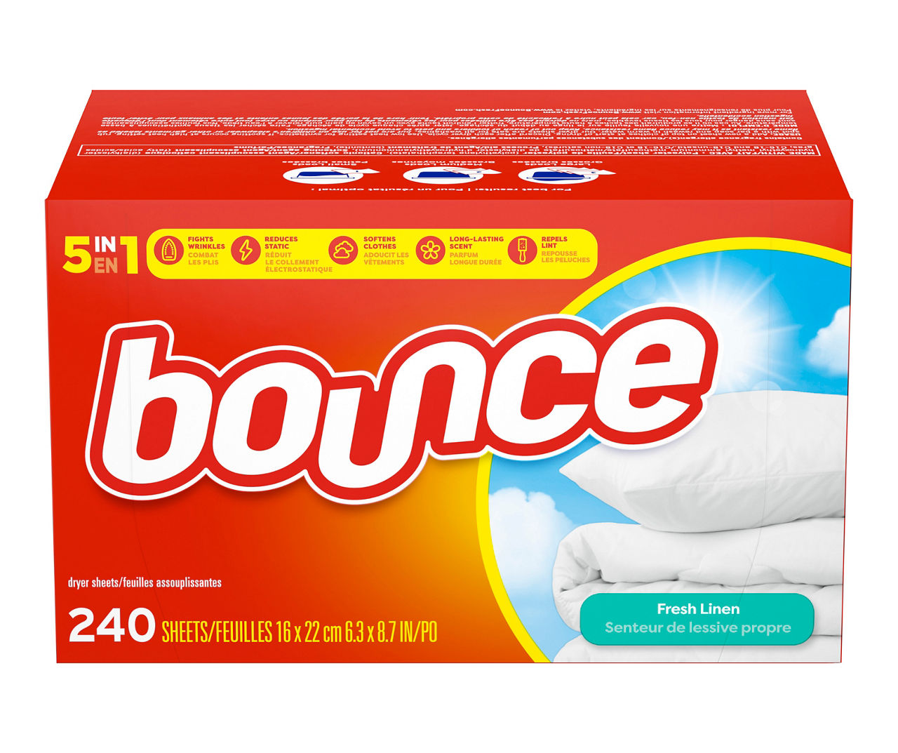 Bounce Fresh Linen Fabric Softener Dryer Sheets, 240-Count | Big Lots