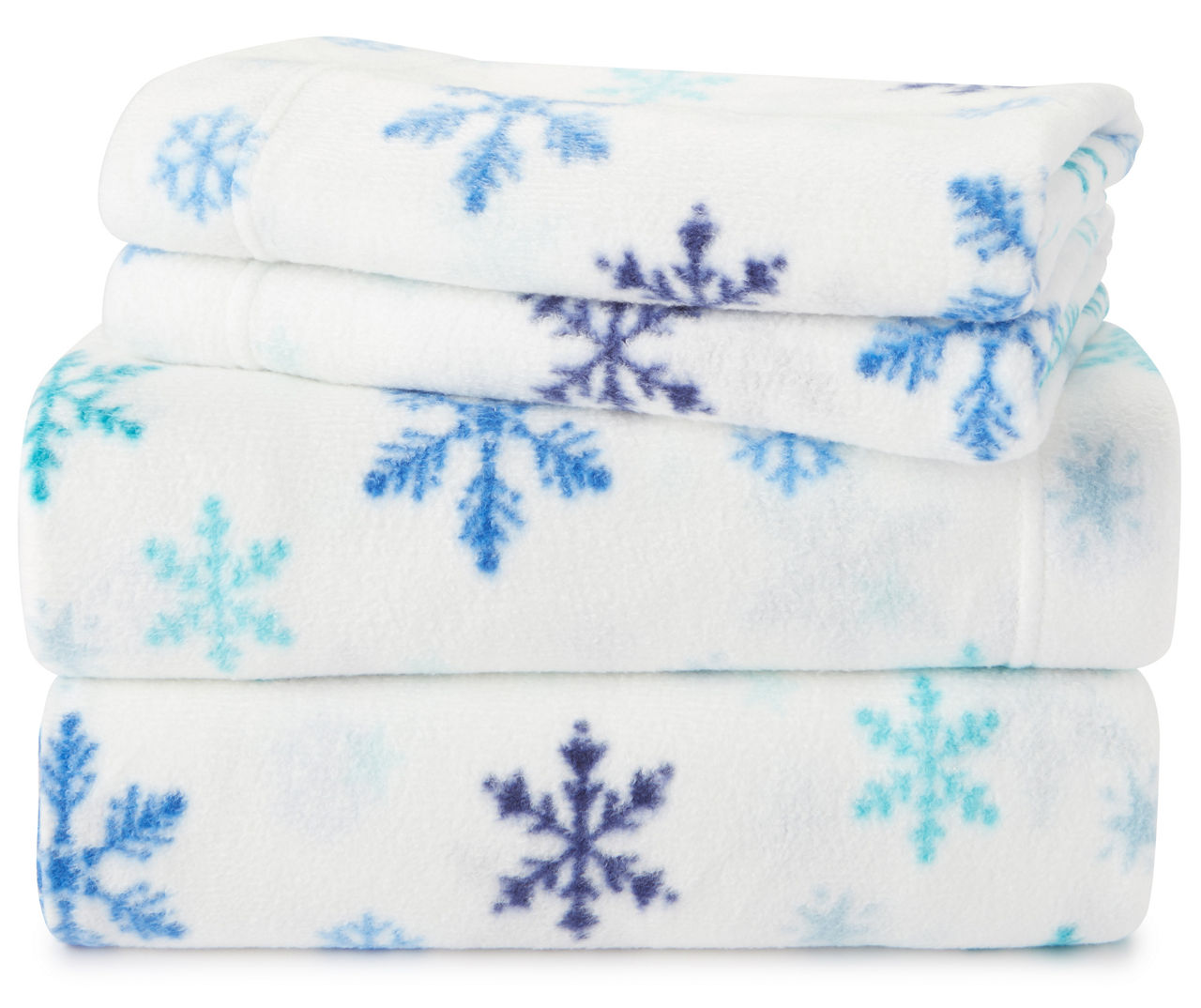 Living Colors Blue & White Snowflake Fleece Sheet Set | Big Lots