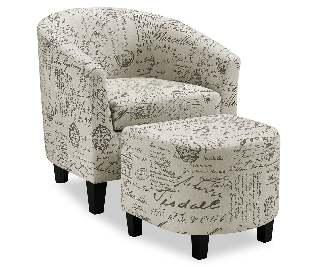 French Script Barrel Chair & Ottoman | Big Lots