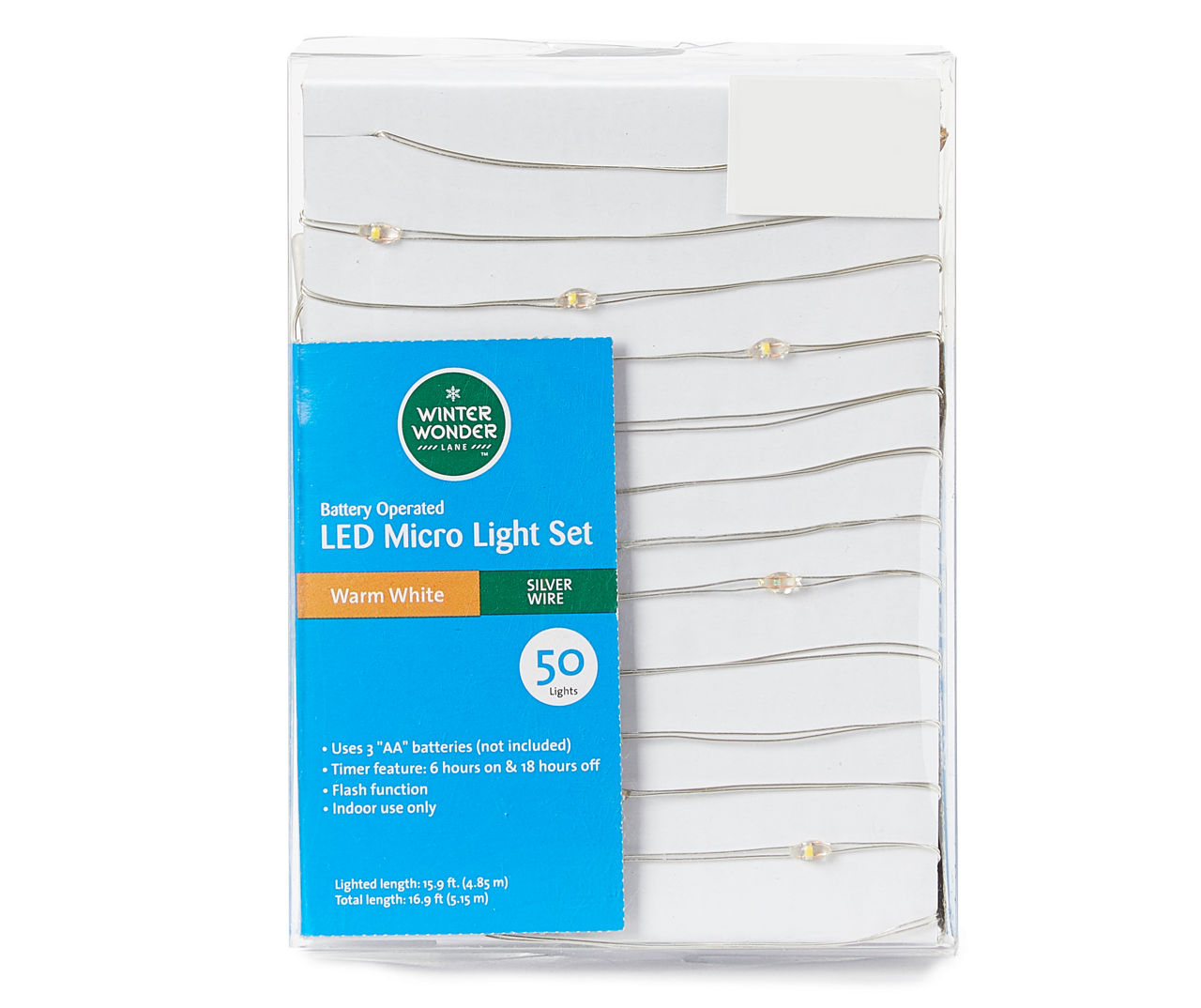 Winter Wonder Lane Warm White Battery-Operated LED Micro Light Set, 50 ...