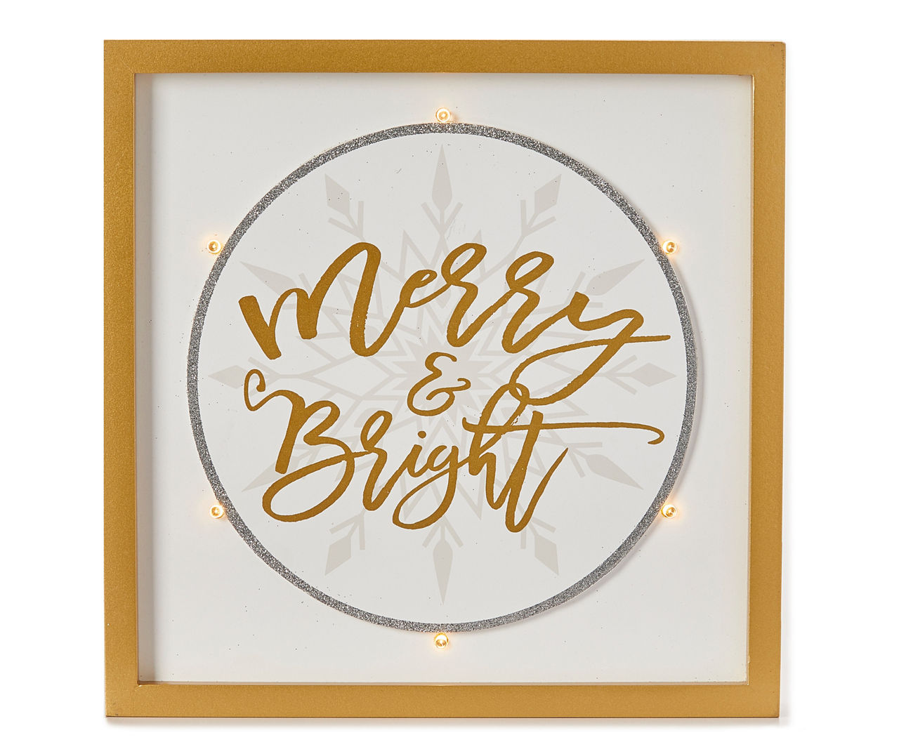 "Merry & Bright" Gold Framed LED Wall Plaque | Big Lots