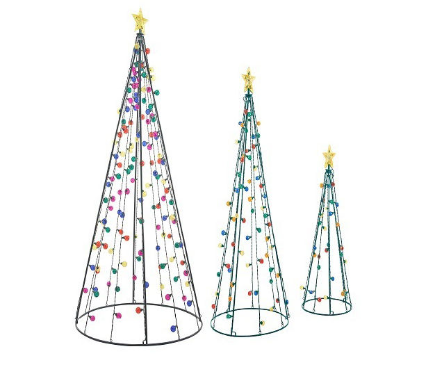 Colorful 3-Piece Twinkling Cone Tree Set | Big Lots