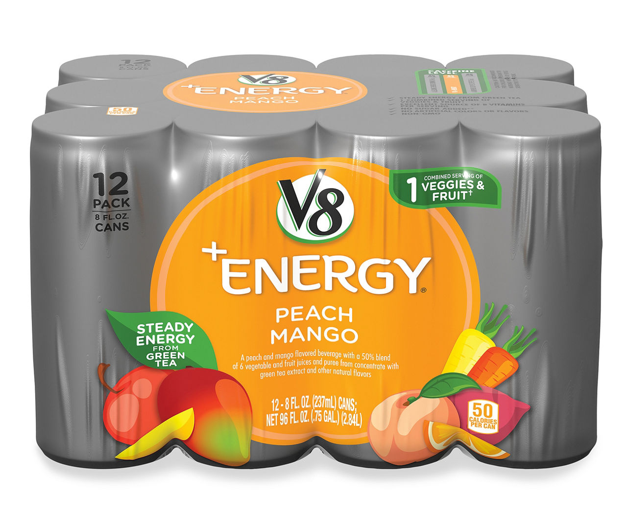 V8 V8 +ENERGY Peach Mango Energy Drink, 8 FL OZ Can (Pack of 12) | Big Lots