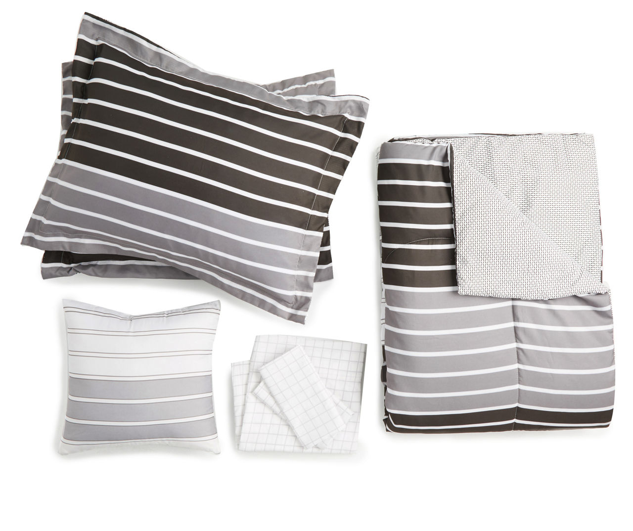 Just Home Alister Gray Stripe Queen 8-Piece Comforter Set | Big Lots