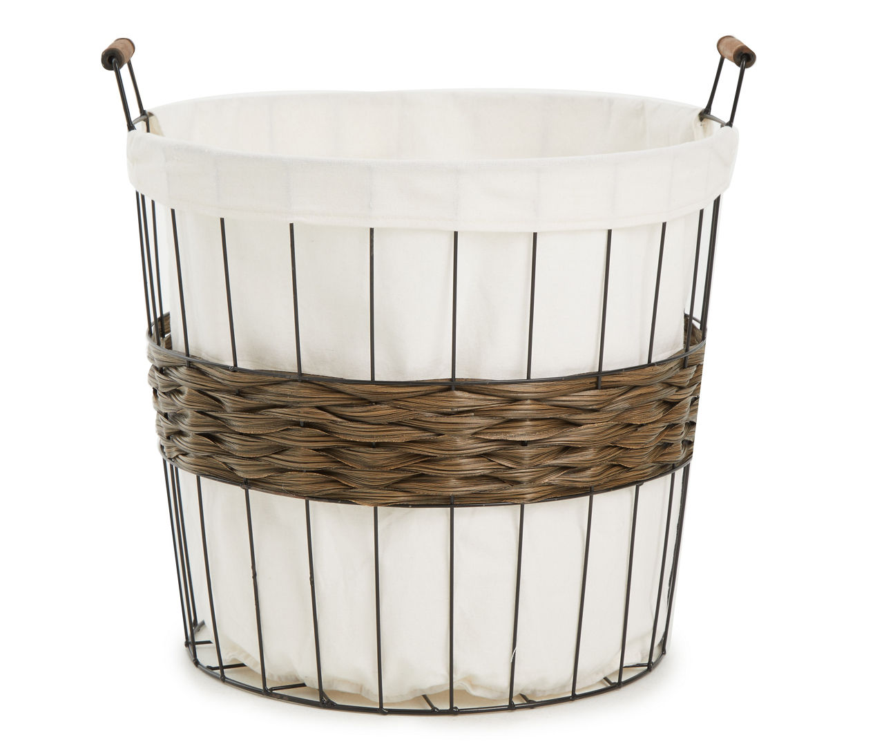 Round Wire-Lined Hamper with Rattan Weave | Big Lots Round Wire-Lined Hamper with Rattan Weave | Big Lots