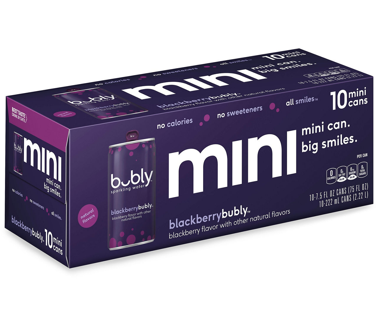Bubly Bubly Mini Sparkling Water Blackberry Flavor 7.5 Fl Oz 10 Count ...