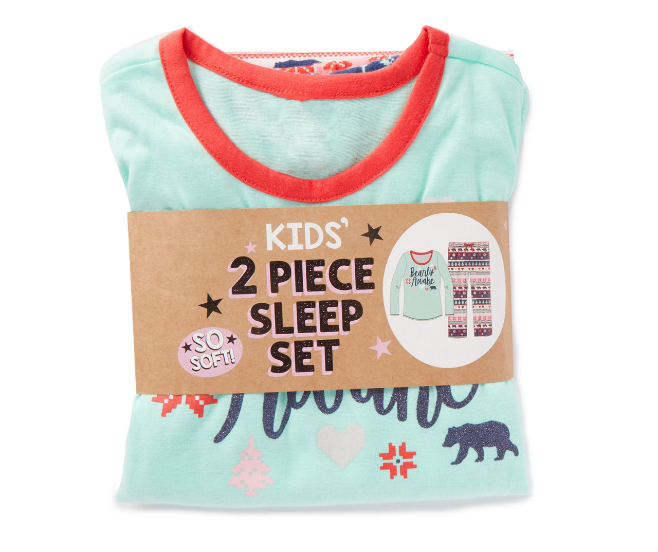 Kids' "Bearly Awake" Fair Isle 2-Piece Pajama Set | Big Lots