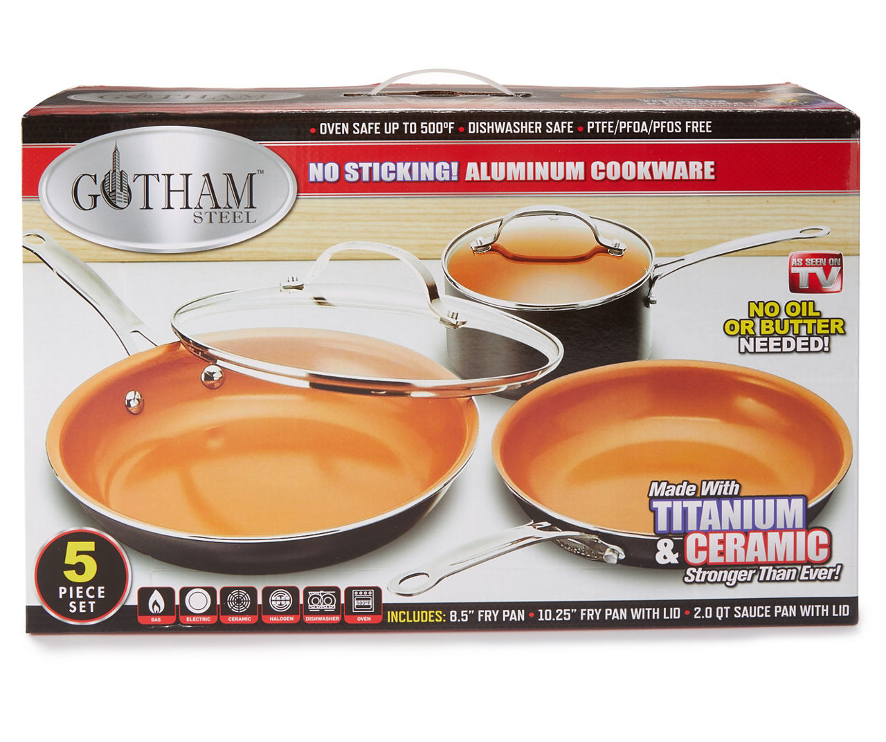 Gotham Steel 5-Piece Non-Stick Aluminum Cookware Set | Big Lots