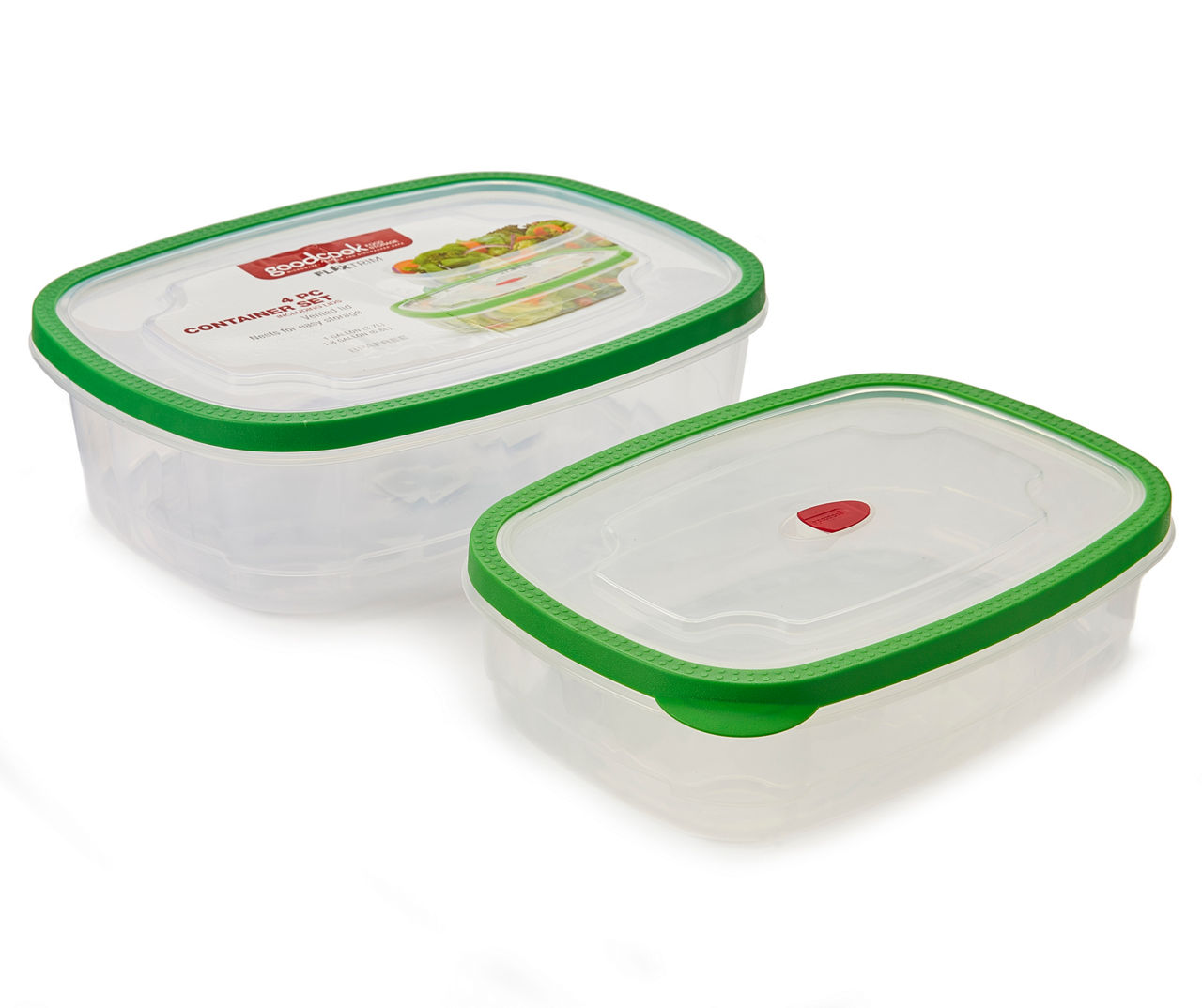 Good Cook Flex Trim Food Storage Container Set with Lids, 4-Piece | Big ...