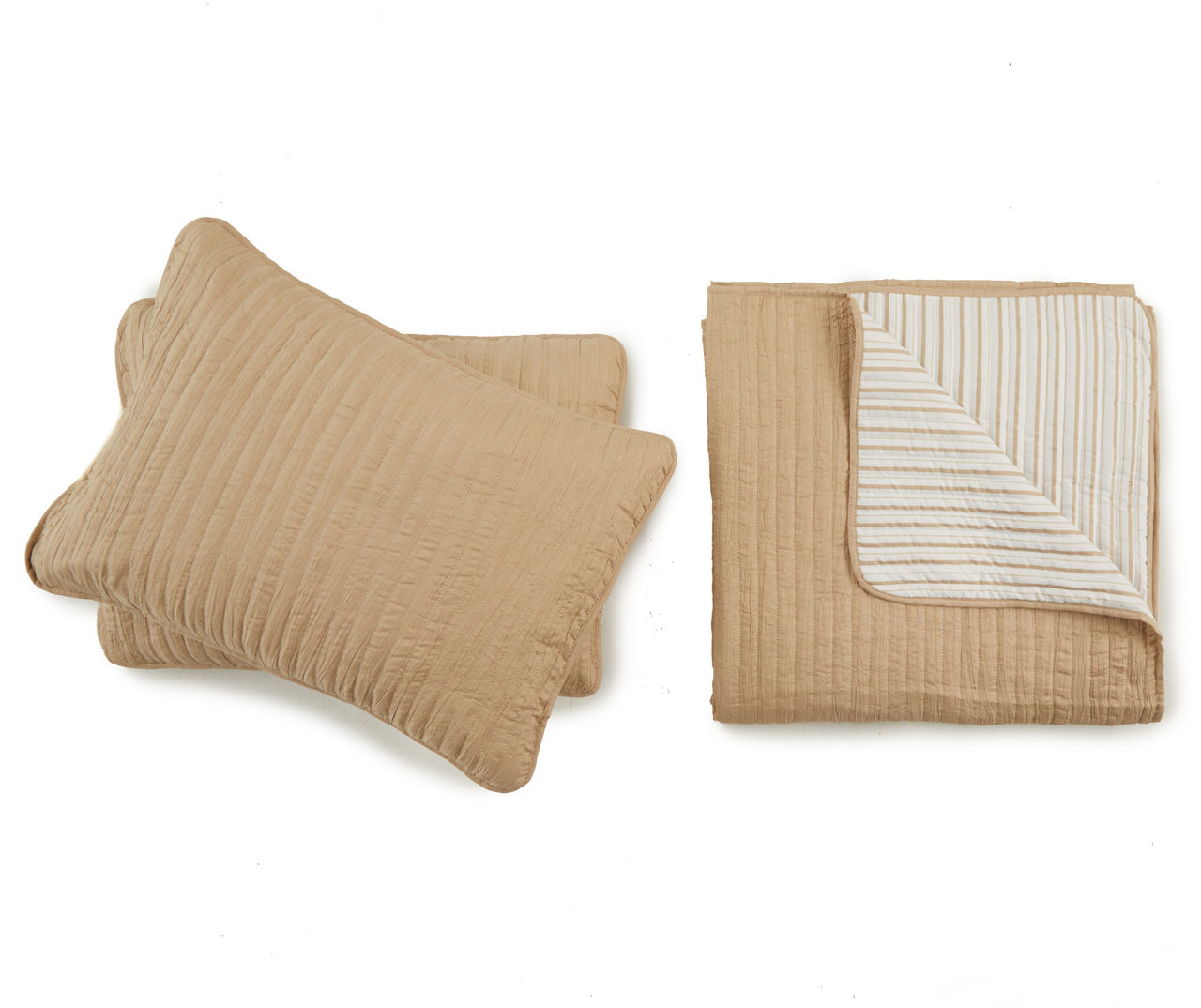 Tan Crinkle 3-Piece Quilt Set | Big Lots