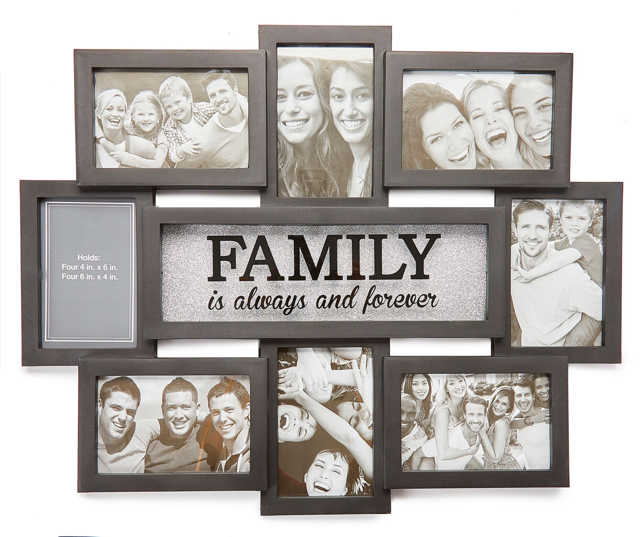 "Family" Glitter 8-Opening Collage Frame, (4" x 6") | Big Lots