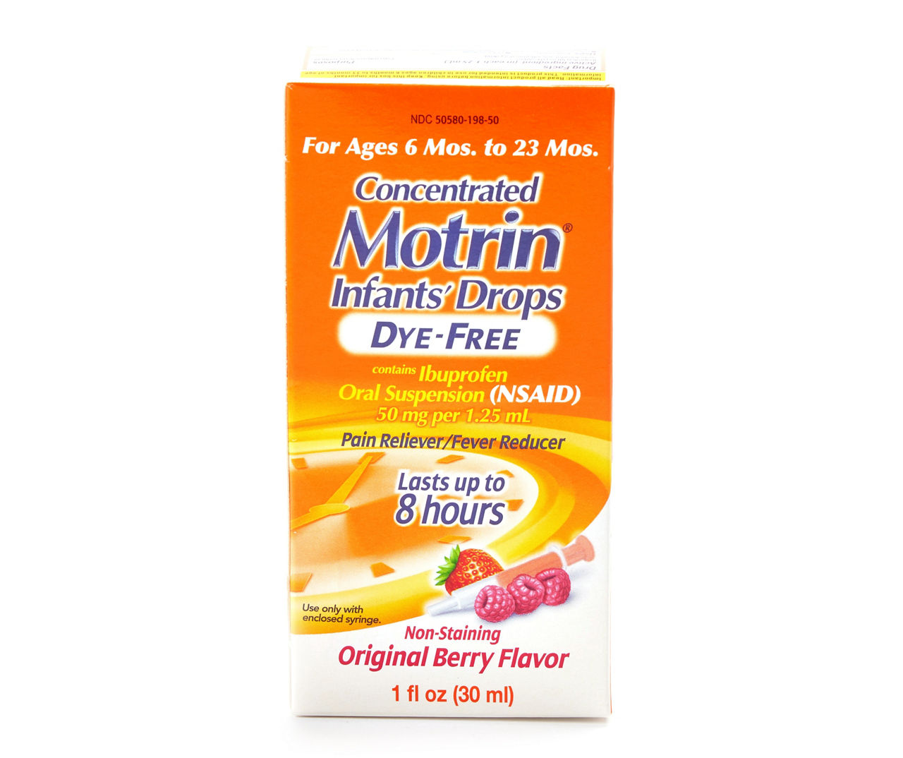 Motrin Berry Flavor Infant Fever Reducer & Pain Reliever Liquid ...