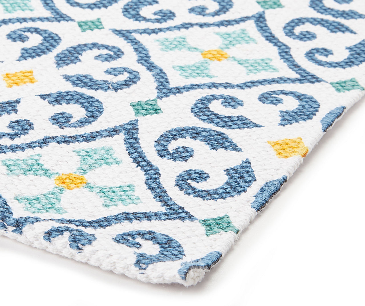 Blue & Yellow Scroll Tiles Accent Rug, (20" x 30") | Big Lots