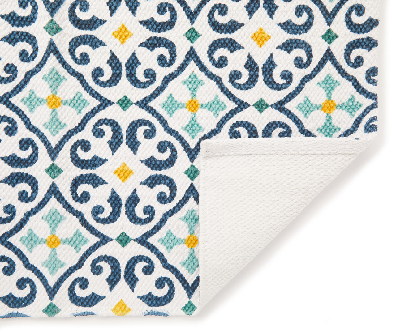 Blue & Yellow Scroll Tiles Accent Rug, (20" x 30") | Big Lots