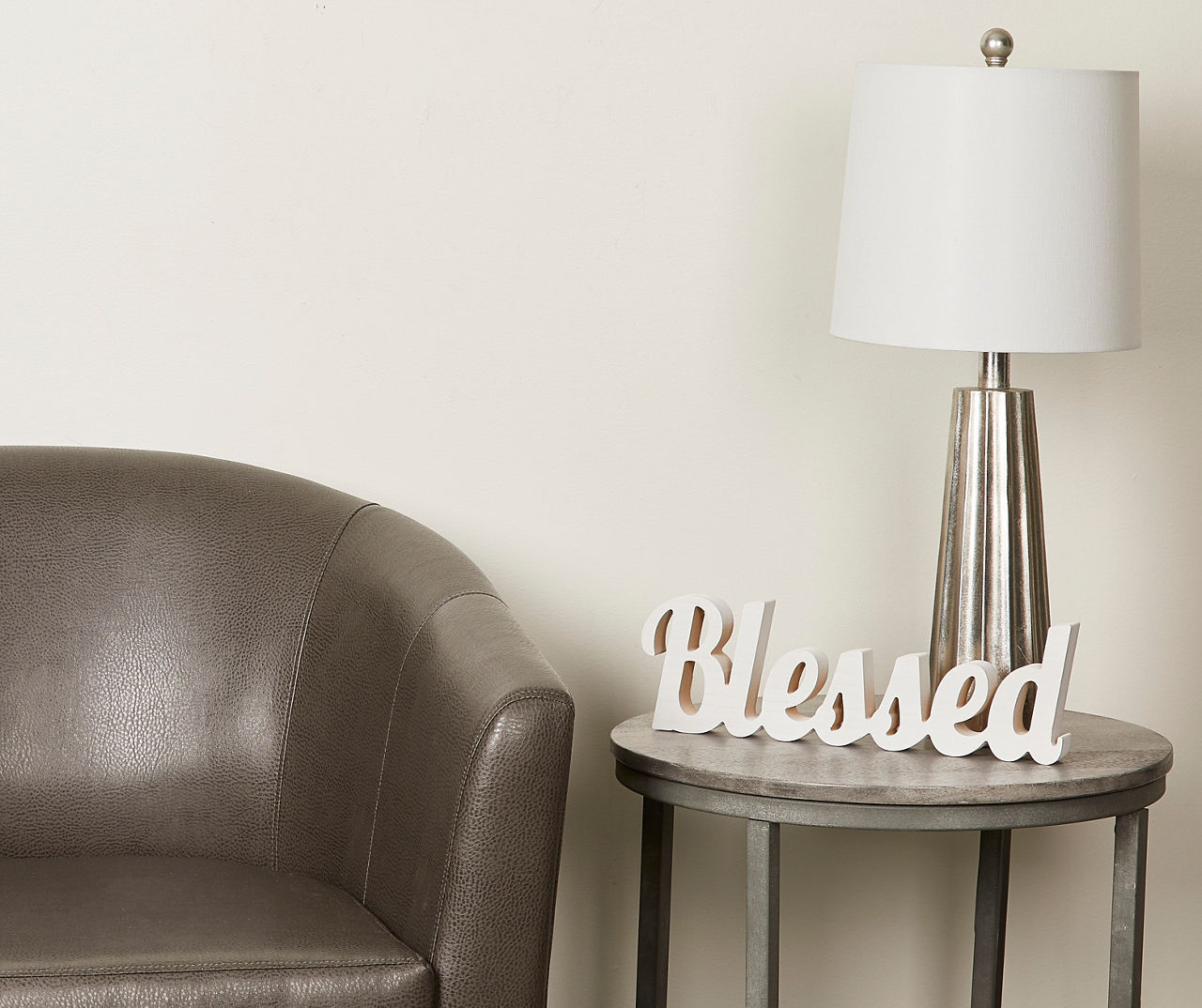 "Blessed" White Wordscript Plaque | Big Lots