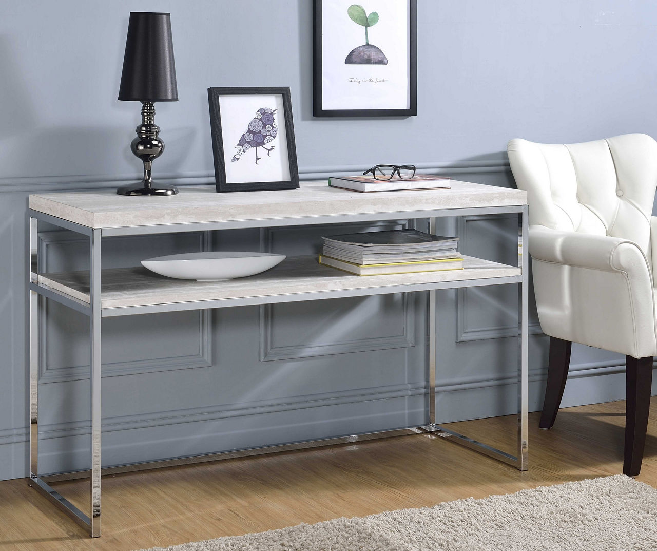 Acme Snyder Chrome Metal & Wood Console Table | Big Lots