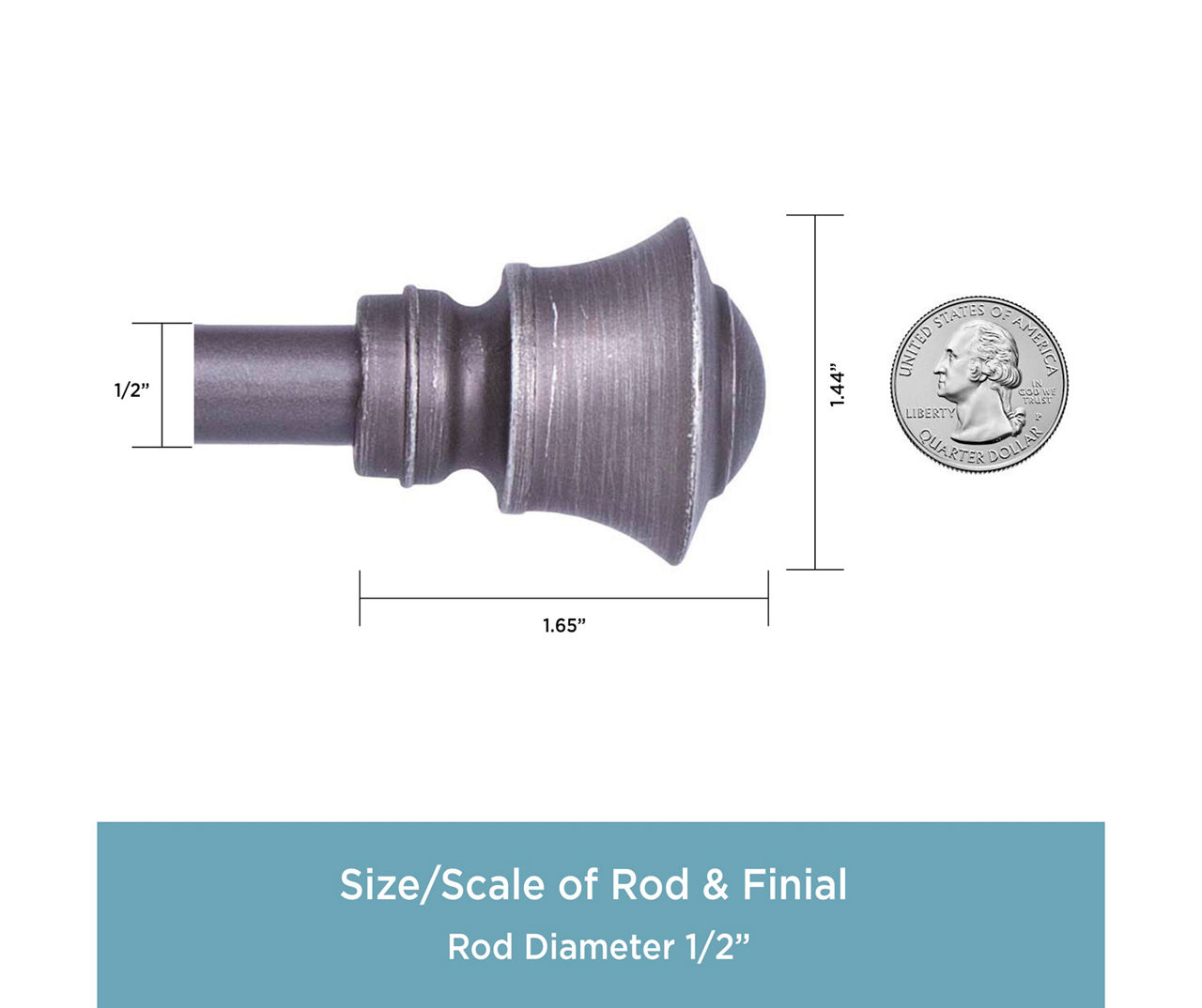 Kenney Italian Black Caris Standard Decorative Window Curtain Rod, (48 ...