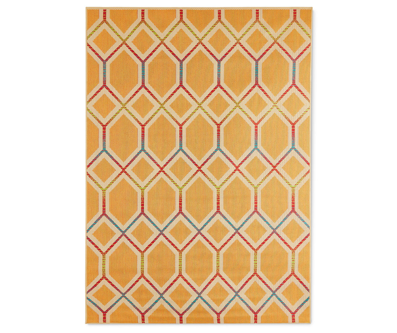 Wilson & Fisher Orange Geometric Woven Indoor/Outdoor Rug | Big Lots