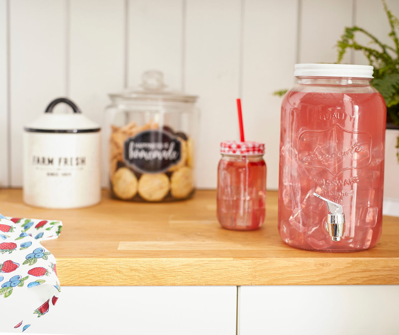 Gingham Jar Sippers 4-Piece Glassware Set | Big Lots