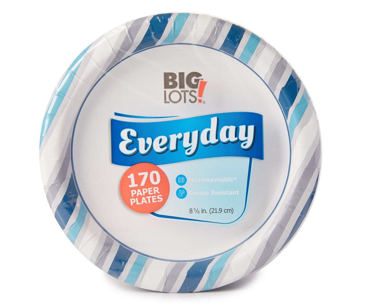 Big Lots Silver & Blue Striped Everyday Paper Plates, 170-Count | Big Lots