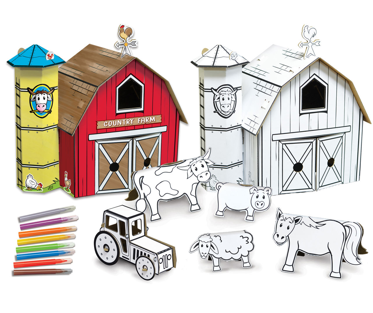 Cardboard Creations Country Farm Build & Color Set | Big Lots
