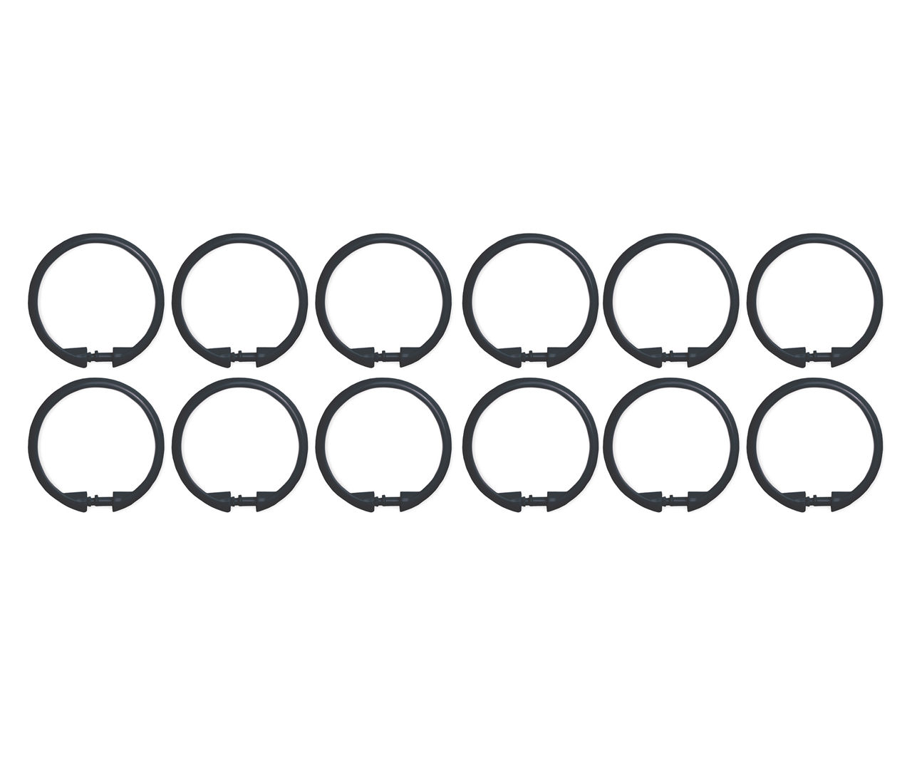 Kenney Black Smooth Shower Rings, 12-Pack | Big Lots