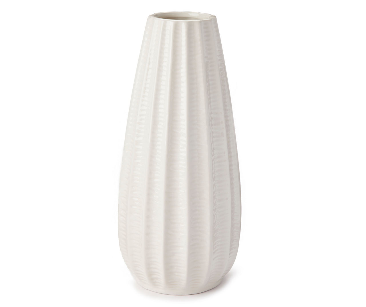 White Embossed Ceramic Vase, (11") | Big Lots