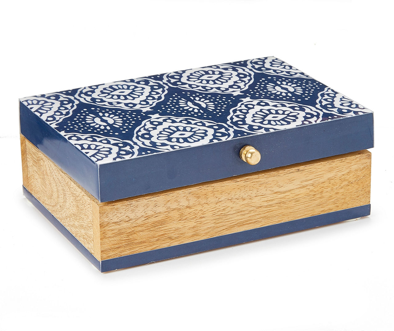 Blue Medallion Wood Trinket Box | Big Lots