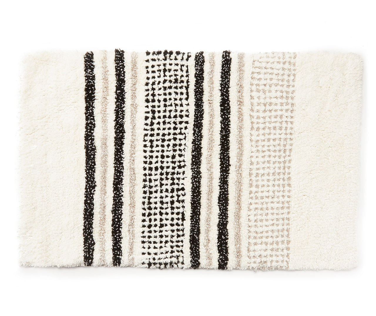 White Textured Vertical Stripe Bath Rug | Big Lots