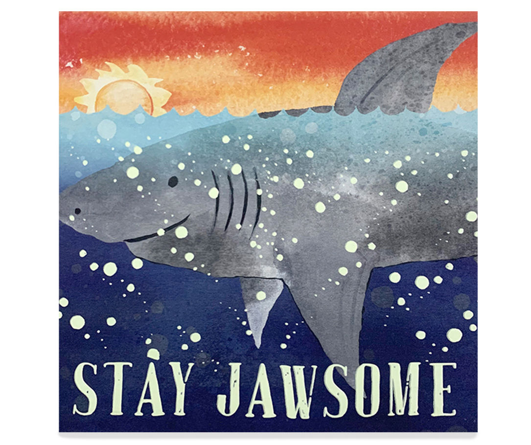 "Stay Jawsome" Glow in the Dark Shark Canvas | Big Lots