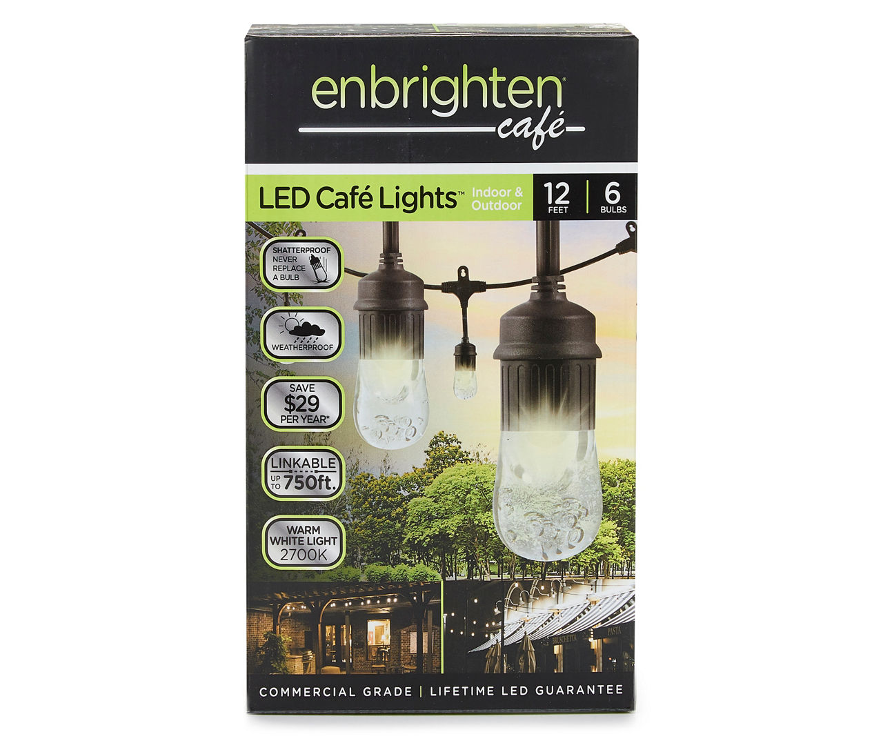 White LED Cafe Light Set, 6-Lights | Big Lots