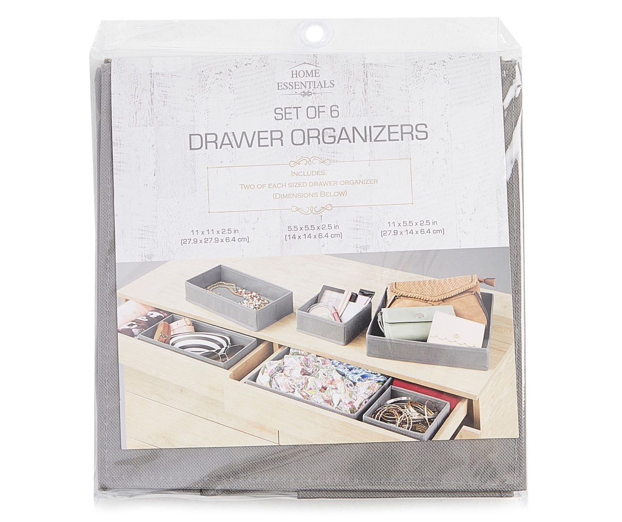 Home Essentials Gray 6-Piece Drawer Organizers Set | Big Lots