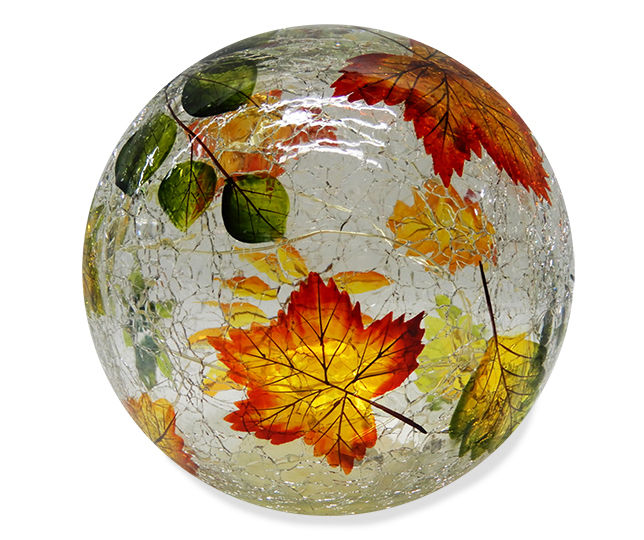 Fall Leaves LED Crackle Glass Decor | Big Lots