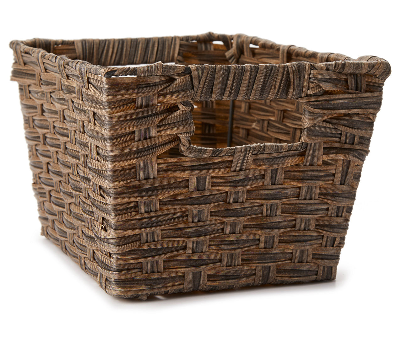 Medium Brown Woven Resin Storage Bin | Big Lots