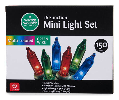 Winter Wonder Lane Multi-Color 16-Function Mini Light Set, 150-Lights ...